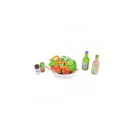 Moni Spielzeug Salat-Set 4303 aus Holz Schüssel Salat Gemüse Salatbesteck Essig grün
