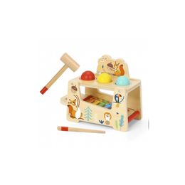 Tooky Toy Kinder Musikspielzeug 2 in 1 Xylophon Hammerspiel TF827 Holz 7-tlg. bunt