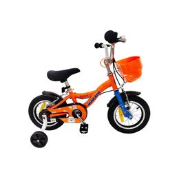 Makani Kinderfahrrad 12 Zoll Bentu Stützräder, Klingel, Korb, sportliches Design orange