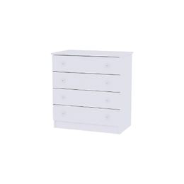 Lorelli Kommode Dresser 81 x 50 x 86 cm, 4 große Schubladen, schnelle Montage in weiß