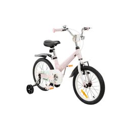 Makani Kinderfahrrad Ostria 16 Zoll, Sitz und Lenker verstellbar, Stützräder rosa