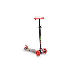 Byox Kinderroller Scooter Rapture aus Alu, Wassertransferdruck, PU Leuchträder rot