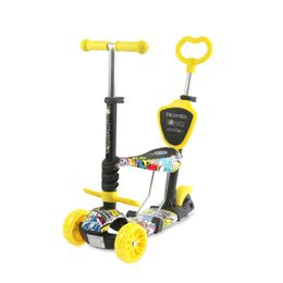 Lorelli Kinderroller Draxter Plus 3 in 1 Schiebestange, Sitz, Vorderräder LED gelb