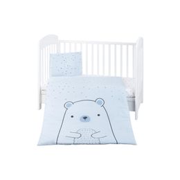 Kikkaboo Kinderbettwäsche Bär 5-teilig Decke 135 x 95 cm Kissen 45 x 35 cm Laken blau