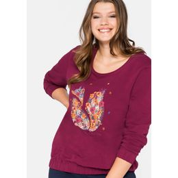 sheego Große Größen: Sweatshirt mit Tierdruck und Rundhalsausschnitt, himbeere, Gr.52/54