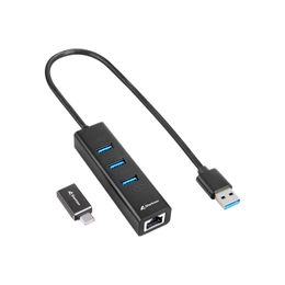 Sharkoon Laptop-Dockingstation 3-Port USB 3.2 Gen 1 Alu Hub + Ethernet