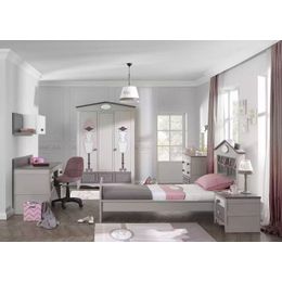 JVmoebel Jugendzimmer-Set Modern Kinderzimmer Garnitur Kinderbett Holzmöbel Grau Möbel 6tlg