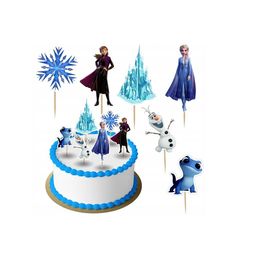 Festivalartikel Tortenstecker Elsa Frozen Anna Topper Set 6 Stk Geburstag Torten Deko Kuchen Junge