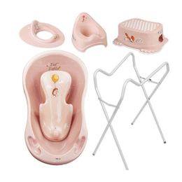 Tega-Baby Babybadewanne 5 TEILE SET -FOREST +Ständer Weiß -Baby Bbadeset Wanne Pflege Zubehör