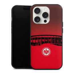 DeinDesign iPhone 15 Pro Handy Slim Case extra d&uuml;nn Silikon Handyh&uuml;lle schwarz H&uuml;lle Official Licensed Product Eintracht Frankfurt Stadium Silikon Slim Case