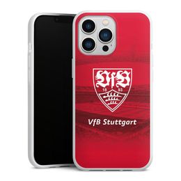 DeinDesign iPhone 13 Pro Handy Silikon H&uuml;lle Case wei&szlig; Handyh&uuml;lle Stadium Official Licensed Product Vfb Stuttgart Silikon Case