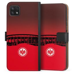 DeinDesign Galaxy A22 5G Handy Klapph&uuml;lle Handyh&uuml;lle aus Kunst Leder schwarz Flip Case Eintracht Frankfurt Stadium Official Licensed Product Sideflip mit langer 