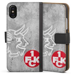 DeinDesign iPhone X Handy Klapph&uuml;lle Handyh&uuml;lle aus Kunst Leder schwarz Flip Case 1. Fck Devil 1. Fc Kaiserslautern Sideflip mit langer Lasche