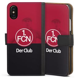 DeinDesign iPhone X Handy Klapph&uuml;lle Handyh&uuml;lle aus Kunst Leder schwarz Flip Case Official Licensed Product Der Club 1. Fc N&uuml;rnberg Sideflip mit langer Lasche