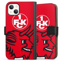 DeinDesign iPhone 13 Handy Klapph&uuml;lle Handyh&uuml;lle aus Kunst Leder schwarz Flip Case Devil 1. Fc Kaiserslautern 1. Fck Sideflip mit Lasche