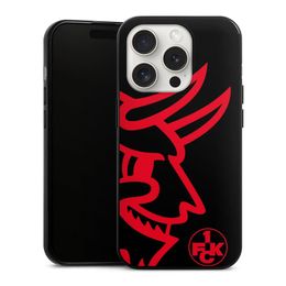 DeinDesign iPhone 15 Pro Handy Slim Case extra d&uuml;nn Silikon Handyh&uuml;lle schwarz H&uuml;lle 1. Fc Kaiserslautern Logo Official Licensed Product Silikon Slim Case