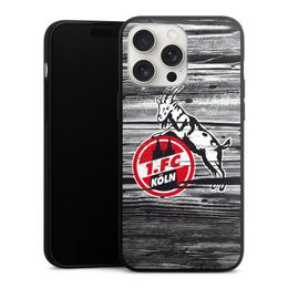 DeinDesign iPhone 15 Pro Max Handy Premium Silikon H&uuml;lle Handyh&uuml;lle schwarz Case 1. Fc K&ouml;ln Wooden Look Official Licensed Product Silikon Premium Case