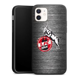 DeinDesign iPhone 12 Handy Premium Silikon H&uuml;lle Handyh&uuml;lle schwarz Case Official Licensed Product Metallic Look 1. Fc K&ouml;ln Silikon Premium Case