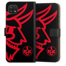 DeinDesign Galaxy A22 5G Handy Klapph&uuml;lle Handyh&uuml;lle aus Kunst Leder schwarz Flip Case 1. Fc Kaiserslautern Logo Official Licensed Product Sideflip mit langer 