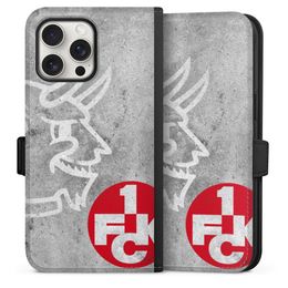DeinDesign iPhone 15 Pro Max Handy Klapph&uuml;lle Handyh&uuml;lle aus Kunst Leder schwarz Flip Case 1. Fck Devil 1. Fc Kaiserslautern Sideflip mit Lasche