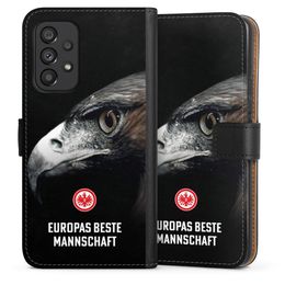DeinDesign Galaxy A53 5G Handy Klapph&uuml;lle Handyh&uuml;lle aus Kunst Leder schwarz Flip Case Eintracht Frankfurt Official Licensed Product European Cup Sideflip mit 