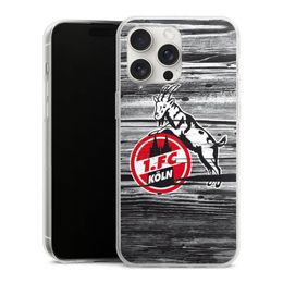 DeinDesign iPhone 15 Pro Max Handy Silikon H&uuml;lle Case transparent Handyh&uuml;lle 1. Fc K&ouml;ln Wooden Look Official Licensed Product Silikon Case