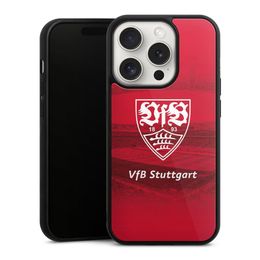 DeinDesign iPhone 15 Pro Handy Gallery Case Handyh&uuml;lle 9H Geh&auml;rtetes Glas R&uuml;ckseite H&uuml;lle Stadium Official Licensed Product Vfb Stuttgart Gallery Case