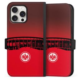 DeinDesign iPhone 15 Pro Max Handy Klapph&uuml;lle Handyh&uuml;lle aus Kunst Leder schwarz Flip Case Official Licensed Product Eintracht Frankfurt Stadium Sideflip mit 