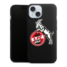 DeinDesign iPhone 15 Handy Premium Silikon H&uuml;lle Handyh&uuml;lle schwarz Case Transparent Logo 1. Fc K&ouml;ln Silikon Premium Case