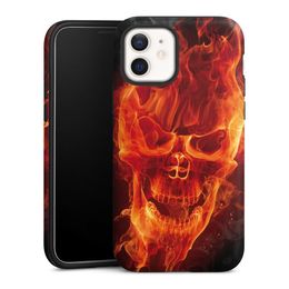 DeinDesign iPhone 12 mini Handy Panzer Handyh&uuml;lle robuste Outdoor H&uuml;lle Schutzh&uuml;lle matt Fire Skull Totenkopf Tough Case