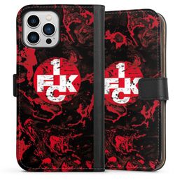 DeinDesign iPhone 13 Pro Max Handy Klapph&uuml;lle Handyh&uuml;lle aus Kunst Leder schwarz Flip Case 1. Fc Kaiserslautern 1. Fck Logo Sideflip mit langer Lasche