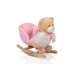 Moni Pl&uuml;sch Schaukeltier B&auml;r rosa WJ-635 mit Handgriffe aus Holz ab 12 Monate
