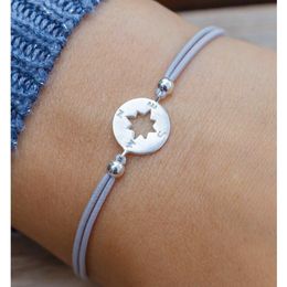 iz-el Armband Armband Silber KOMPASS - Twist, 925 Sterling Silber, Farbe des Twistgummis dunkelgrau / silber