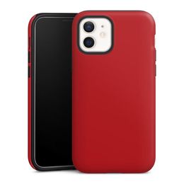 DeinDesign iPhone 12 mini Handy Panzer Handyh&uuml;lle robuste Outdoor H&uuml;lle Schutzh&uuml;lle matt Red Unicoloured Colour Tough Case