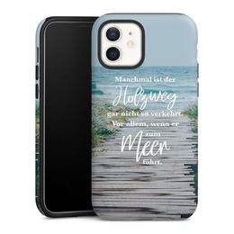 DeinDesign iPhone 12 mini Handy Panzer Handyh&uuml;lle robuste Outdoor H&uuml;lle Schutzh&uuml;lle matt Statement Beach Spruch Tough Case