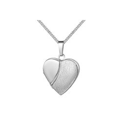 JEVELION Kette mit Anhänger Medaillon Herzkette Silber 925 Anhänger Herz zum Öffnen für 2 Fotos (Bilder Amulett