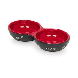 Nobby Futterbehälter Katzen Keramik Doppelnapf Cat schwarz/rot