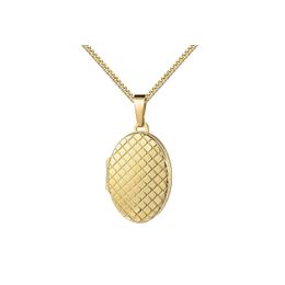 JEVELION Kettenanhänger Amulett Gold 333 oval Ornament-Rand Verzierung Medaillon für 2 Bilder (Goldmedaillon