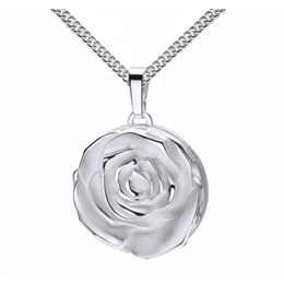 JEVELION Amulett Silber Medaillon Anhänger für Bilder Rosen-Ornament Made in Germany (Fotomedaillon