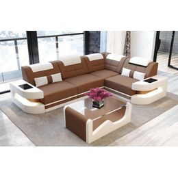 Sofa Dreams Mini Sofa Como mit Stoffbezug Couch mit LED