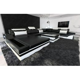 Sofa Dreams Wohnlandschaft Mezzo XXL LED Schwarz-Weiß