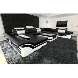 Sofa Dreams Wohnlandschaft Enzo XXL LED Schwarz-Weiß