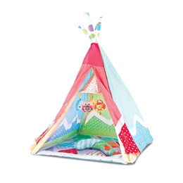 Kikkaboo Spielbogen 2 in 1 Tipi Spielzelt, 5 Spielzeuge, 18 bunte Bälle, Kissen pink