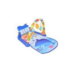 Moni Spielbogen Krabbeldecke Ocean 5 Hängespielzeuge, Klaviertasten, Melodien blau