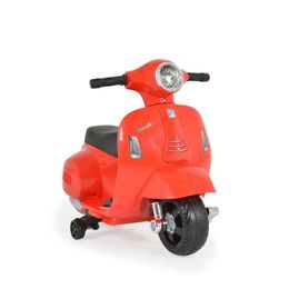 Moni Kinder Elektromotorrad Vespa GTS Super Sport, Roller, Frontleuchten, Hupe rot