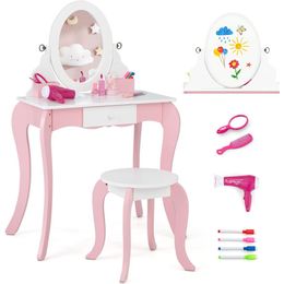 Costway 2 in 1 Kinder Schminktisch & Hocker