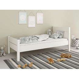 Home Affaire Einzelbett "ATSU ", ideal für Kinderzimmer, zertifiziertes Massivholz (Kiefer), schlichtes Skandi-Design, weiß