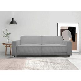 Dorel Home 3-Sitzer Allie Schlafsofa 225 cm, Bett-Funktion (108/190cm), trendiger Cord o. pflegeleichter Velours, grau