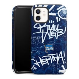 DeinDesign iPhone 12 mini Handy Panzer Handyh&uuml;lle robuste Outdoor H&uuml;lle Schutzh&uuml;lle matt Hertha Bsc Graffiti Official Licensed Product Tough Case