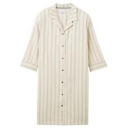 Tom Tailor Damen Nachthemd mit Streifenmuster, beige, Streifenmuster, Gr. XXL/44